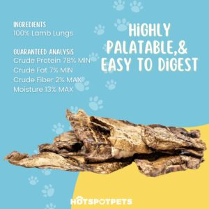 hotspot pets Beef Lung Dog Treats -1LB Resealable Bag- Slow Roasted All Natural Dehydrated Premium Beef Chew Treats for Dogs - No Hormones- Rawhide Alternative Snack for All Breeds