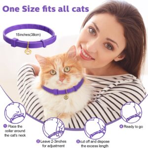 2 Pieces Calming Cat Collar Lavender Scent Relaxing Cat Collar Adjustable Longlasting Reduce Anxiety Cat Collar with Pendant for Puppy Cat Reduce Stress Aggression and Anxious Behavior, up to 15 Inch