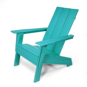 resinteak modern adirondack chair, all weather resistant, hdpe resin recycled plastic, comfortable patio furniture, premium quality, outdoor plastic adirondack chairs, modern collection (aqua blue)