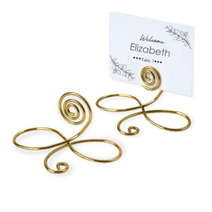 Pomp Loop 'de Loop Place Card Holders (Gold 12 Pack) | Perfect for Dinner Parties, Weddings, & Events | Display Place Cards, Table Numbers, Photos, & Buffet Food Labeling