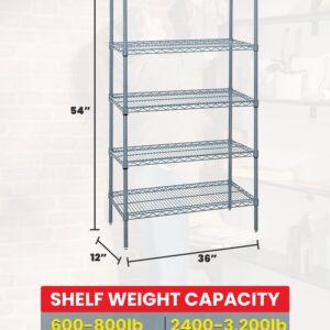 Quantum Storage Systems WR54-1236GY-5 Wire Shelving 5 Shelf Starter Units, 12" x 36" x 54", Gray Epoxy