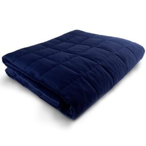 weighted blanket - 60"x80" - 15-lbs - queen/king size bed - no cover required - for 110-150-lb adult - heavy adult comforter - premium glass beads - calming stimulation sensory relaxation - navy blue