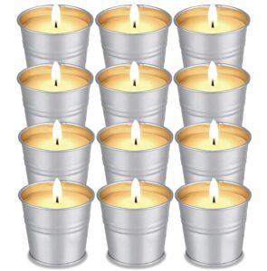 citronella candles outdoor indoor, 12 pack scented candles set bulk made with natural soy wax bucket and essential oils for garden patio yard home balcony