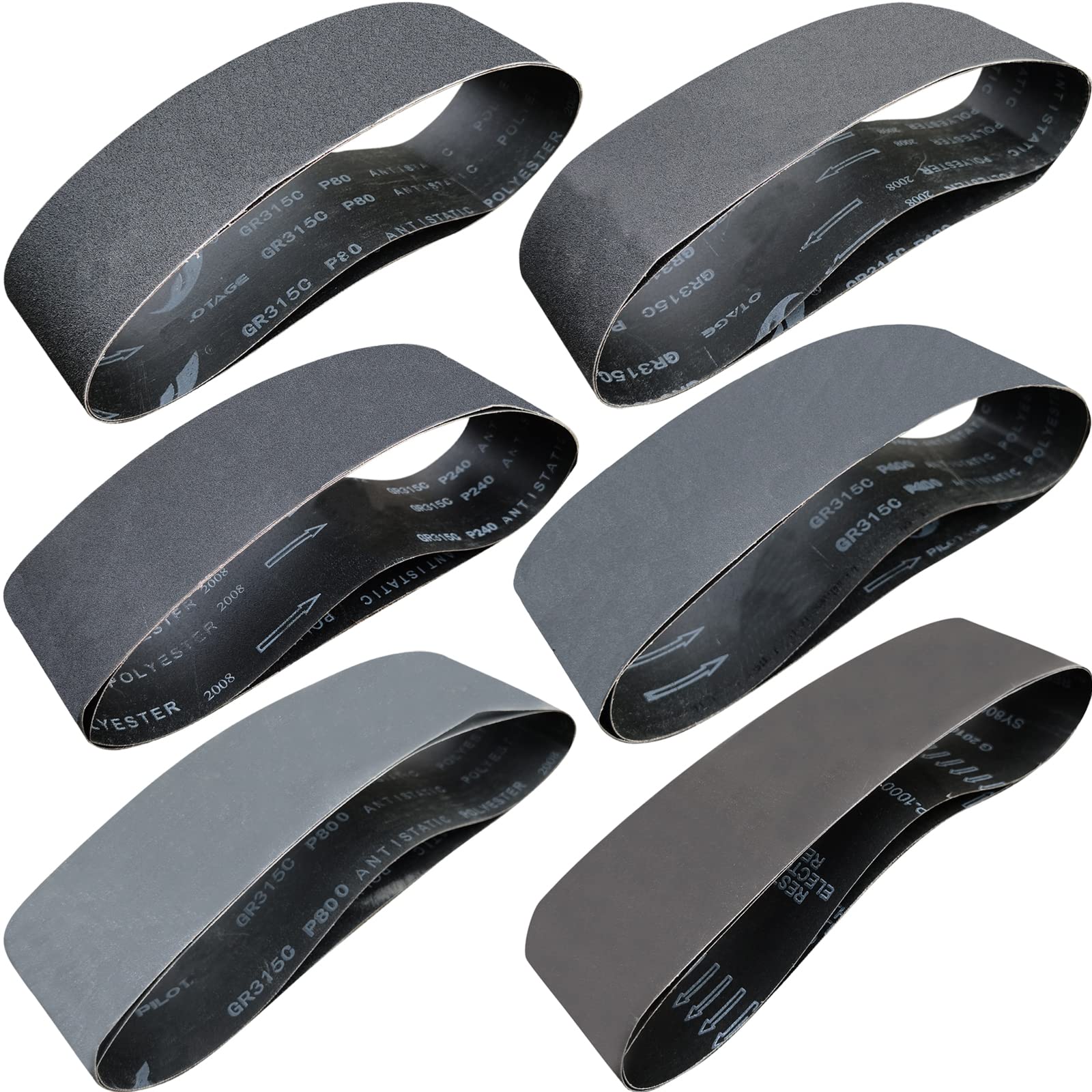 12 PCS 4 x 36 Inch Silicon Carbide Sanding Belts Assortment- 80, 120, 240, 400, 800, 1000 Grits Premium Sander Belts For Knife Sharpening and Metalworking