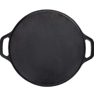 Highkind Pre-Seasoned Cast Iron Dosa Tawa with Premium Extra Coating (12 inches) Perfect for Cooking on Gas, Induction and Electric Cooktops,Black