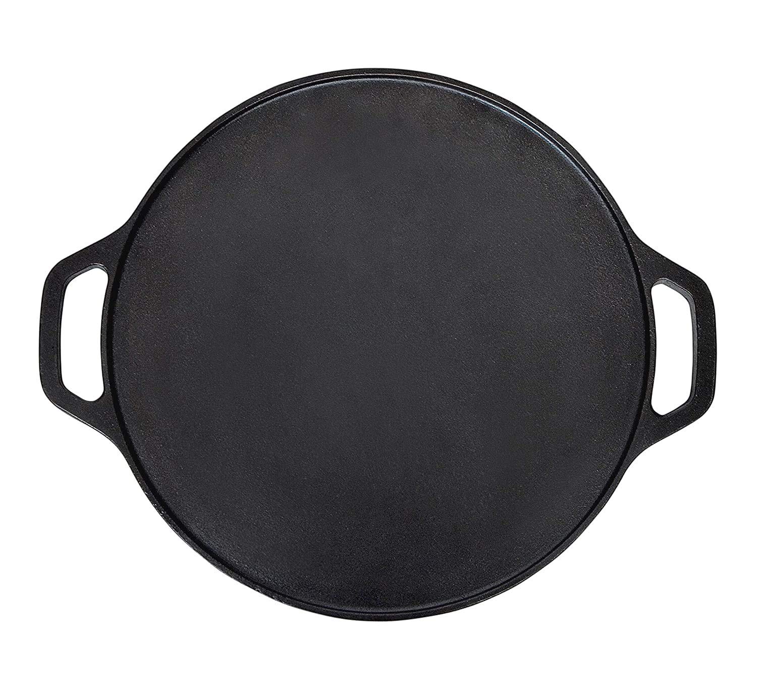 Highkind Pre-Seasoned Cast Iron Dosa Tawa with Premium Extra Coating (12 inches) Perfect for Cooking on Gas, Induction and Electric Cooktops,Black