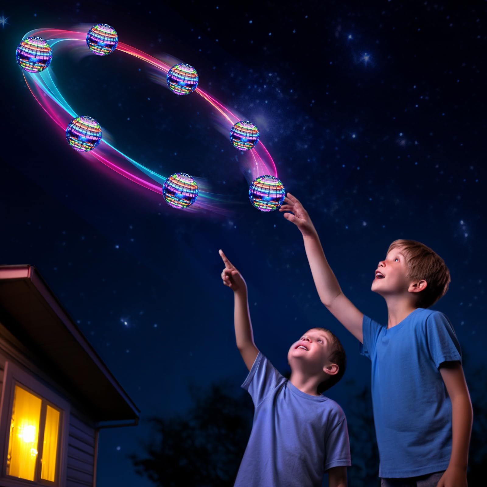 Ivtivfu Flying Orb Ball (Blue, 2024 Upgraded) with Dazzling Lights, Magic Hover Spinner, Cool Boomerang Drone, Floating Cosmic Globe, Kids Outdoor Toys, for 6 7 8 9 10 Year Old Boys Girls