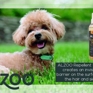 ALZOO Flea and Tick Repellent Spray for Dogs, Effectively Repels Fleas, Ticks & Mosquitos, 100% Plant-Based Active Ingredients, Sulfate-Free, 8 Fl. Oz.