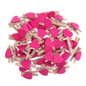 nuobesty 50pcs mini wooden clips clothespins crafts clips with hearts for wedding party valentines day decoration rosy