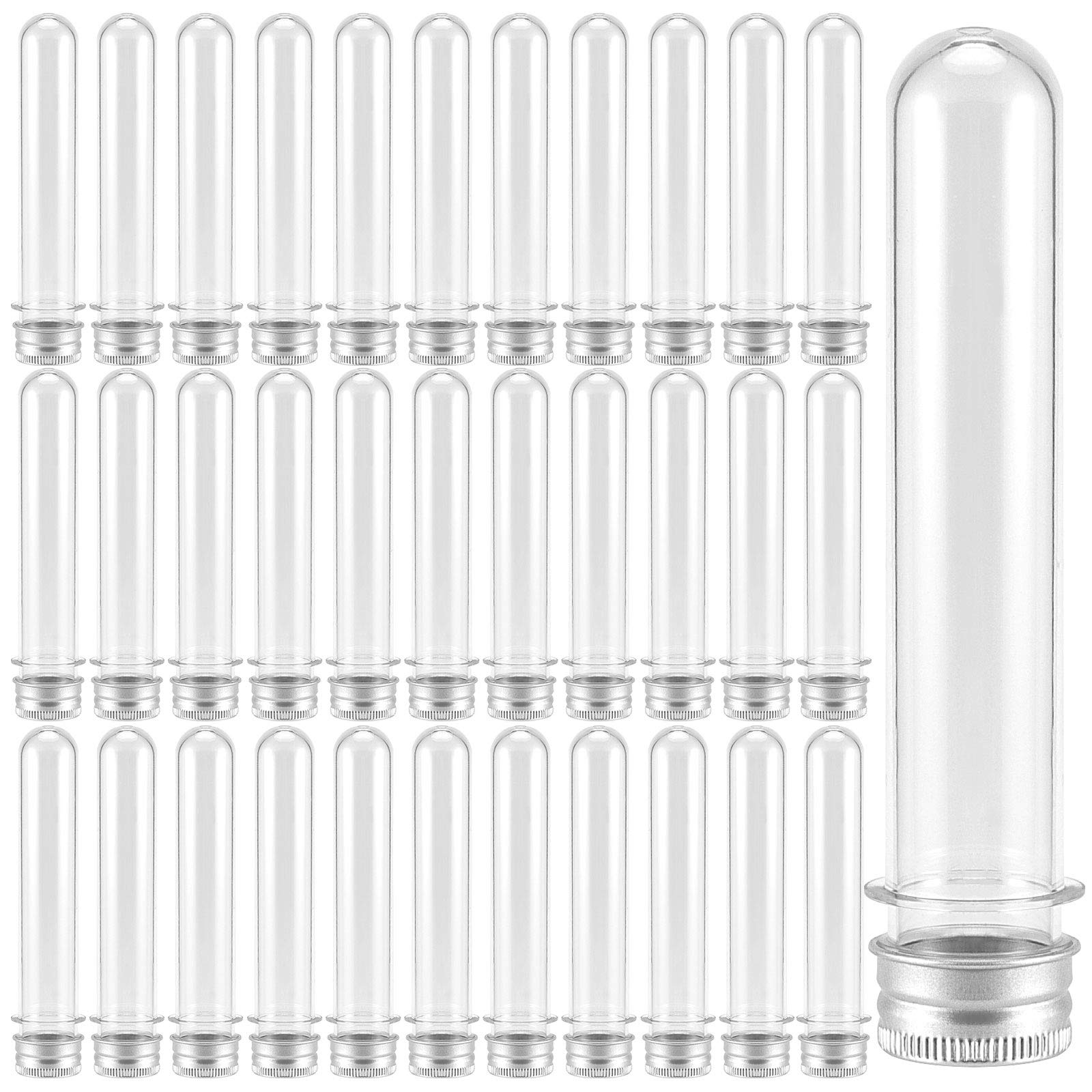 ZOENHOU 50 PCS 40 ml Clear Plastic Test Tubes, Bulk Test Tubes Test Tubes with Screw Caps for Sample Science Party Gumball Candy Bath Salts, 0.98 x 5.5 inch