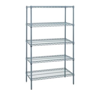 Quantum Storage Systems WR54-1236GY-5 Wire Shelving 5 Shelf Starter Units, 12" x 36" x 54", Gray Epoxy