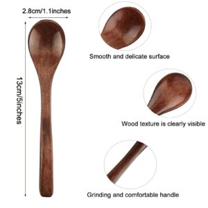 Patelai 12 Pcs Small Wooden Spoons 5 Inch Honey Spoons for Tea Mini Wood Tasting Spoons for Cooking Little Tiny Wooden Eating Serving Spoons for Desserts, Coffee, Jars(Brown)