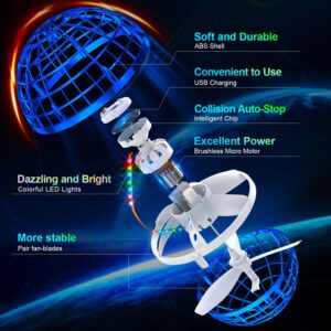 Ivtivfu Flying Orb Ball (Blue, 2024 Upgraded) with Dazzling Lights, Magic Hover Spinner, Cool Boomerang Drone, Floating Cosmic Globe, Kids Outdoor Toys, for 6 7 8 9 10 Year Old Boys Girls