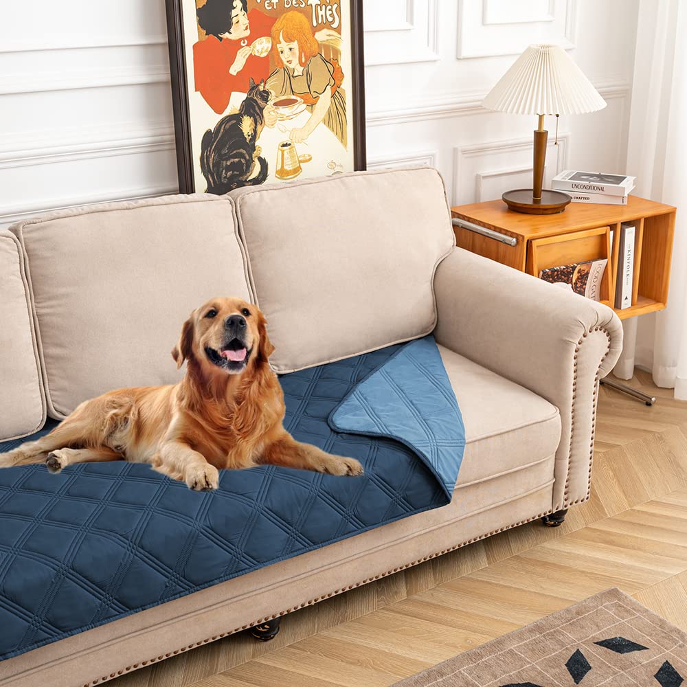 SUNNYTEX Waterproof & Reversible Dog Bed Cover Sofa, Couch Cover Furniture Protector for Pets,(30 * 70", Blue+Light Blue)