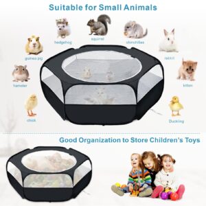 XIRGS Small Animal Playpen, Pet Playpen for Cat/Rabbit/Hamster/Guinea Pig/Bunny/Ferret/Kitten Toys Chick Brooder Box Cage Tent Pop Up Play Pen with Cover, Portable Play Yard Indoor Outdoor Waterproof