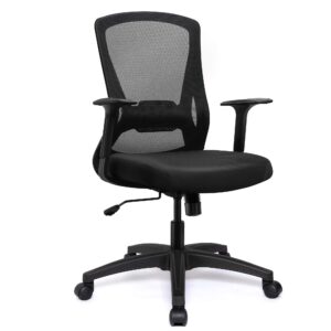 vigorpow mesh office chair ergonomic mid back swivel black computer desk chair with adjustable height lumbar support office task chair