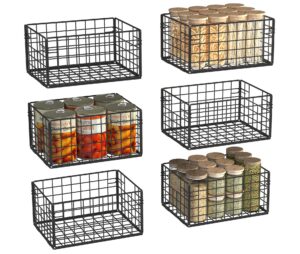 x-cosrack metal wire basket pantry basket foldable cabinet organizer with handles-6 pack-12"x9"x6", food storage freezer organizer bins for kitchen bathroom laundry closet garage - patent design