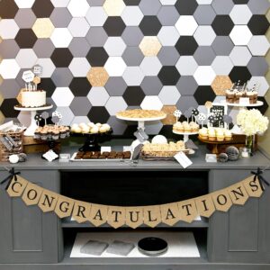 Congratulations Burlap Banner - 2024 Graduation Party Decorations - Rustic Congratulations Banner for Graduation Wedding Anniversary Retirement Birthday Party Supplies - 2024 Grad Decorations