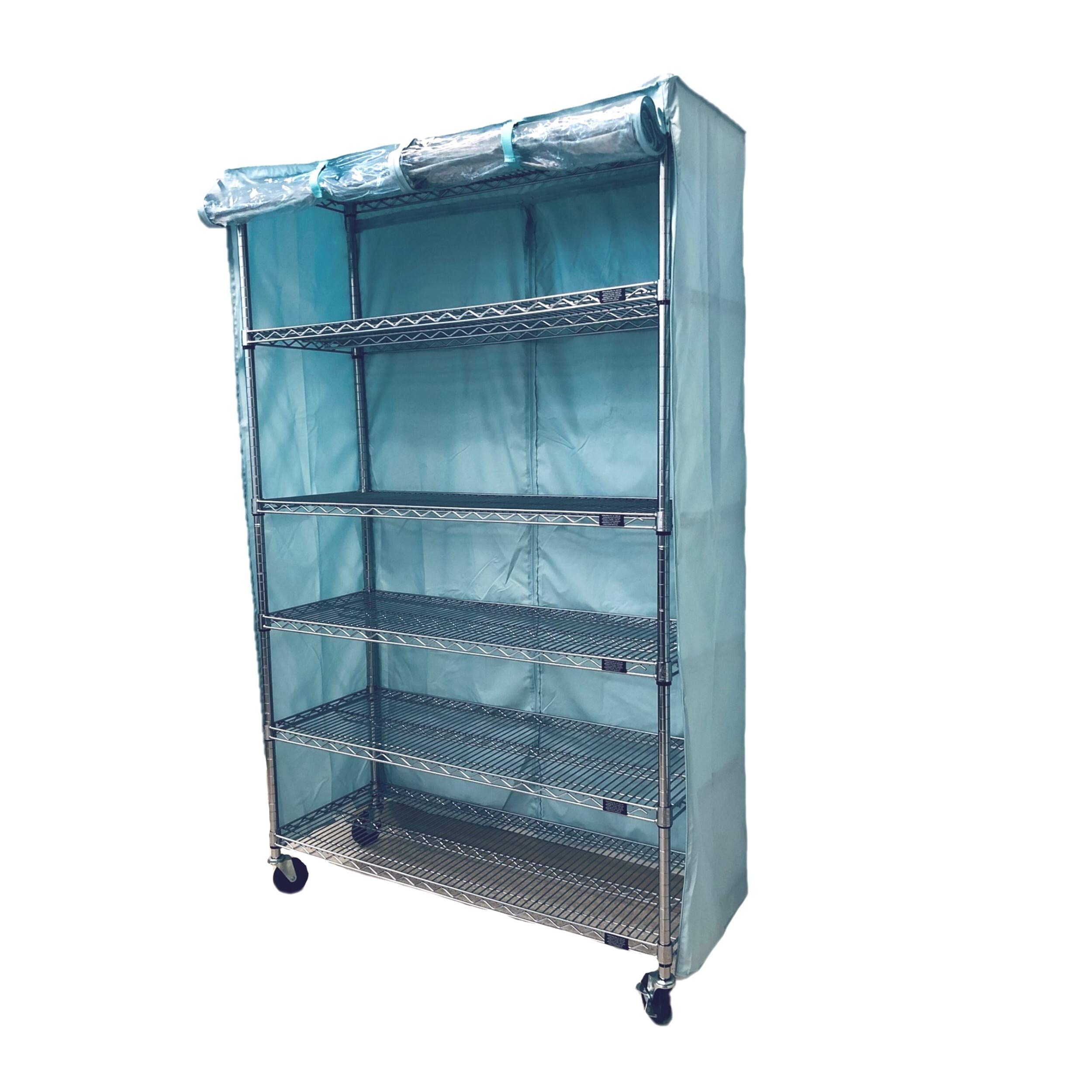 Formosa Covers Storage Shelving Rack Cover with One See Through PVC Panel in Color Glacier Blue (36" W x 18" D x 72" H)