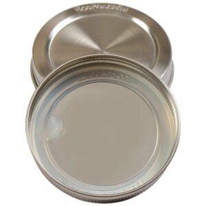 EcoPeaceful 316 Surgical Stainless Steel Mason Jar Lids REGULAR Mouth,ORIGINAL DESIGN,Stackable w/ Pull-Tab Silicone Seal. Rust-proof, Airtight, Leak-proof, Vegan, BPA-Free, Reusable,Not for Canning