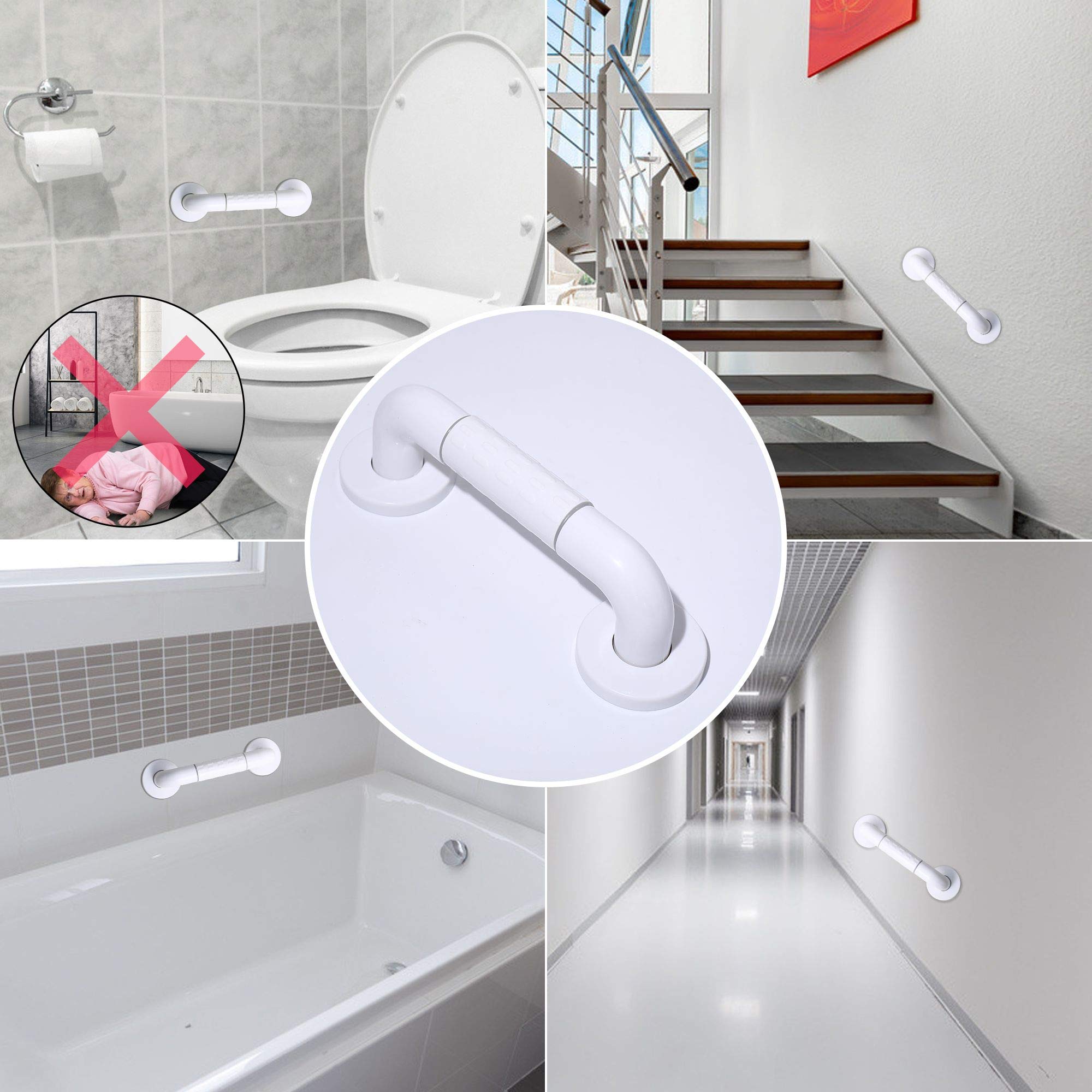 12 Inch Shower Grab Bars For Seniors Chrome Stainless Steel Bathroom Safety Grab Bar For Bathtubs And Showers Night Vision Luminous Circles Bathtub,Toilet, Bathroom,Kitchen,Stairway Handrail Anti-Slip