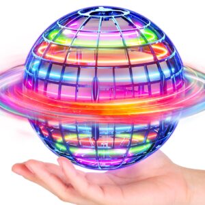 ivtivfu flying orb ball (blue, 2024 upgraded) with dazzling lights, magic hover spinner, cool boomerang drone, floating cosmic globe, kids outdoor toys, for 6 7 8 9 10 year old boys girls