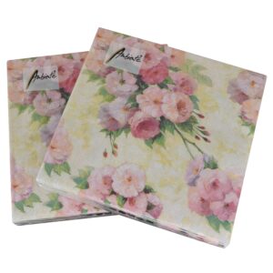 AVEVER | Decorative napkins for Decoupage | Blush Pink AVEVER | Disposable AVEVER | Shabby Chic AVEVER | Birthday AVEVER for Women Artist Teacher, white yellow pink purple green, 6.5 x 6.5 x 1 inches