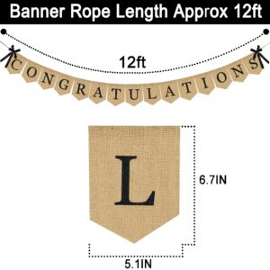 Congratulations Burlap Banner - 2024 Graduation Party Decorations - Rustic Congratulations Banner for Graduation Wedding Anniversary Retirement Birthday Party Supplies - 2024 Grad Decorations