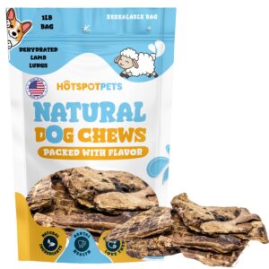 hotspot pets Beef Lung Dog Treats -1LB Resealable Bag- Slow Roasted All Natural Dehydrated Premium Beef Chew Treats for Dogs - No Hormones- Rawhide Alternative Snack for All Breeds