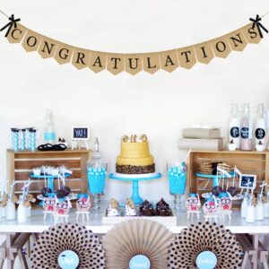 Congratulations Burlap Banner - 2024 Graduation Party Decorations - Rustic Congratulations Banner for Graduation Wedding Anniversary Retirement Birthday Party Supplies - 2024 Grad Decorations