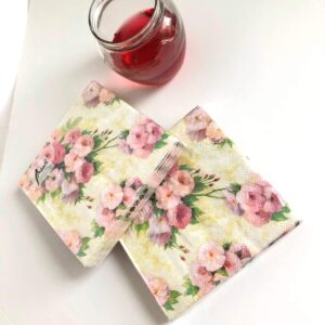 AVEVER | Decorative napkins for Decoupage | Blush Pink AVEVER | Disposable AVEVER | Shabby Chic AVEVER | Birthday AVEVER for Women Artist Teacher, white yellow pink purple green, 6.5 x 6.5 x 1 inches