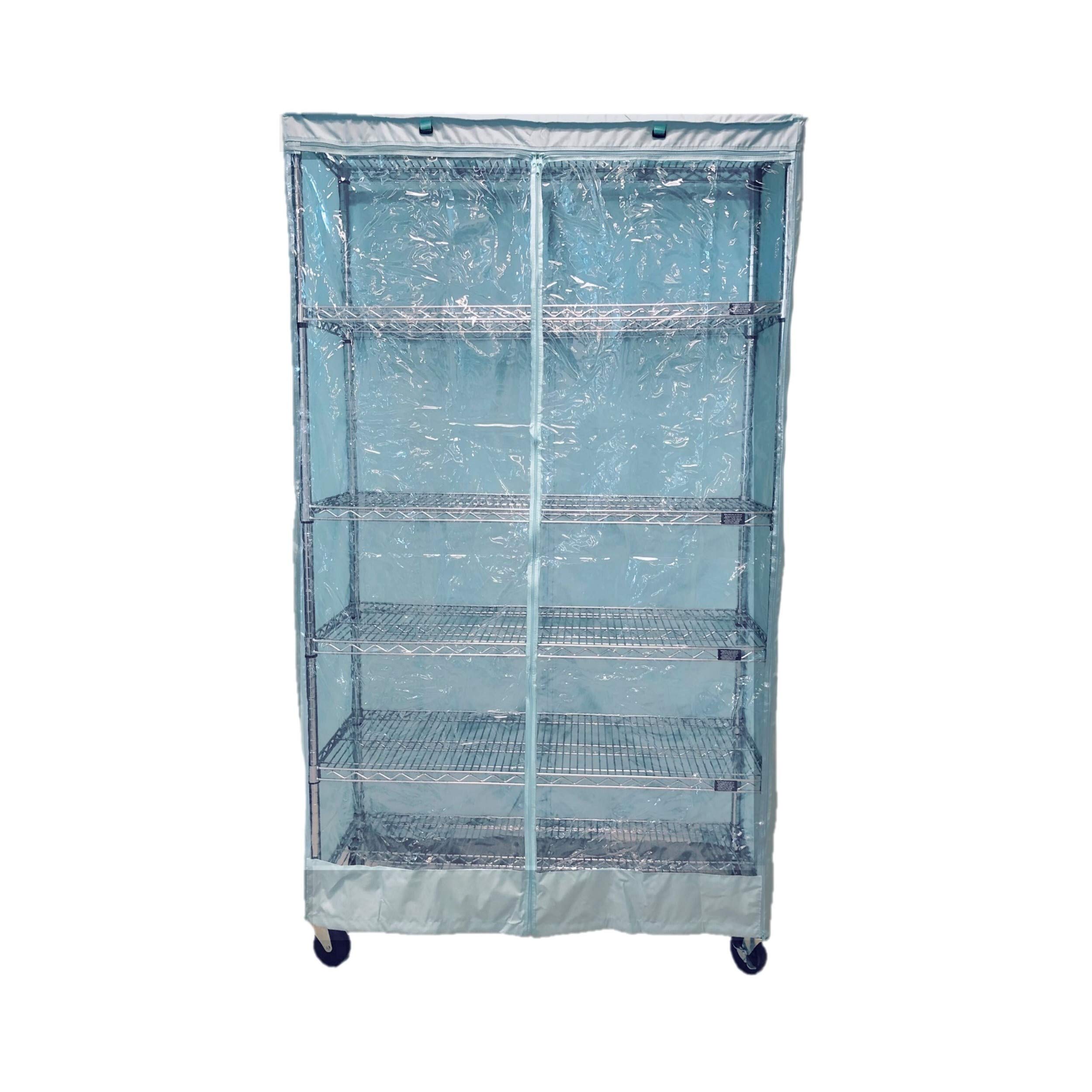 Formosa Covers Storage Shelving Rack Cover with One See Through PVC Panel in Color Glacier Blue (36" W x 18" D x 72" H)