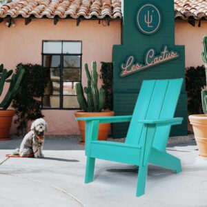 RESINTEAK Modern Adirondack Chair, All Weather Resistant, HDPE Resin Recycled Plastic, Comfortable Patio Furniture, Premium Quality, Outdoor Plastic Adirondack Chairs, Modern Collection (Aqua Blue)