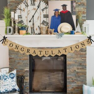 Congratulations Burlap Banner - 2024 Graduation Party Decorations - Rustic Congratulations Banner for Graduation Wedding Anniversary Retirement Birthday Party Supplies - 2024 Grad Decorations