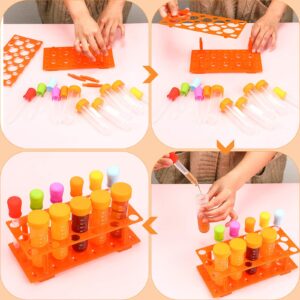 Weewooday 12 Pieces Jumbo Test Tubes with Stand Set, Primary Science Including 5 Pieces Jumbo Test Tubes, 6 Pieces Liquid Droppers Silicone and 1 Piece Storage Stand, Multi-Color, Ages 6 and Above