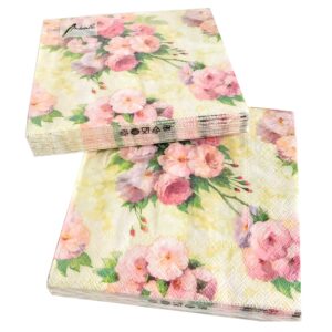 AVEVER | Decorative napkins for Decoupage | Blush Pink AVEVER | Disposable AVEVER | Shabby Chic AVEVER | Birthday AVEVER for Women Artist Teacher, white yellow pink purple green, 6.5 x 6.5 x 1 inches