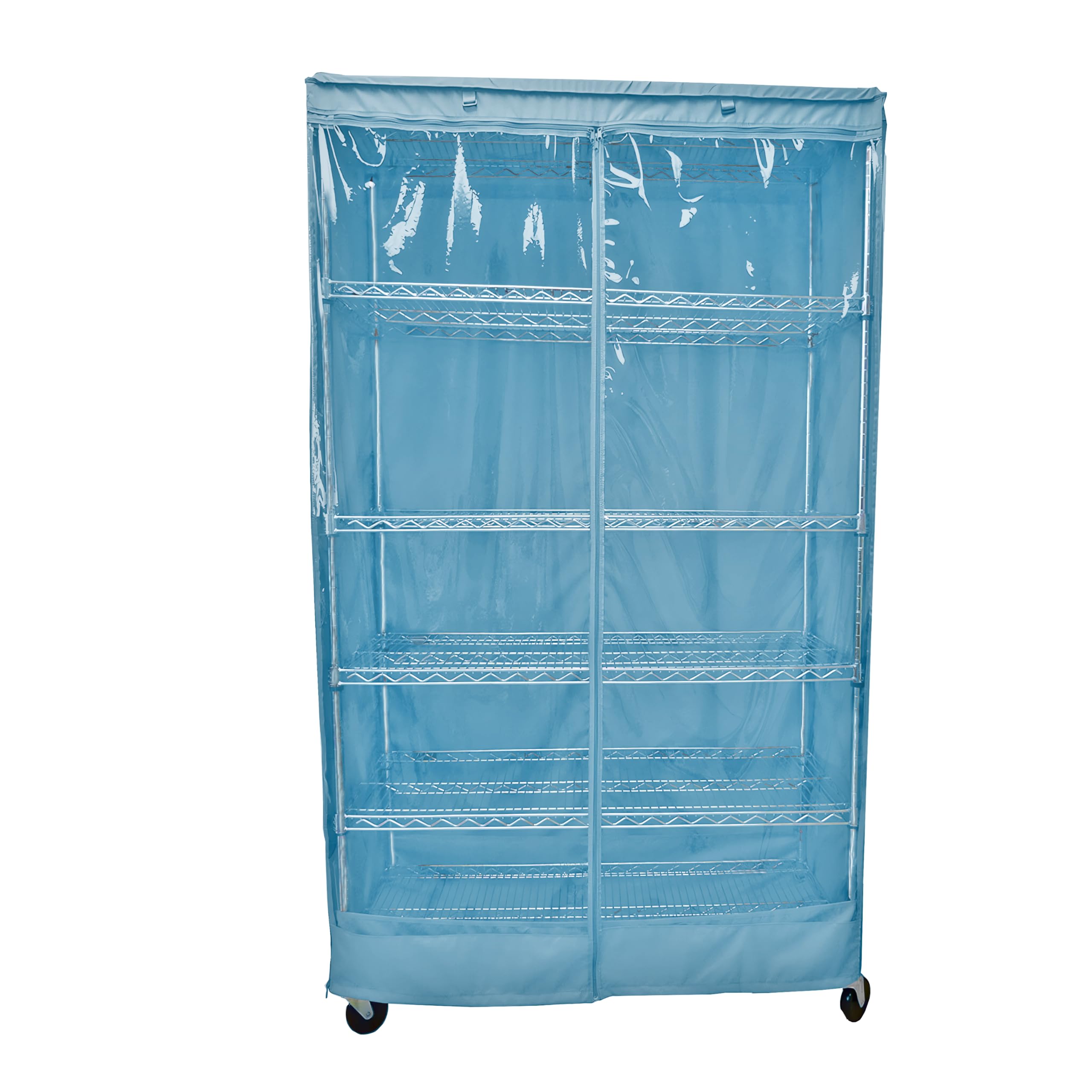 Formosa Covers Storage Shelving Rack Cover with One See Through PVC Panel in Color Glacier Blue (36" W x 18" D x 72" H)