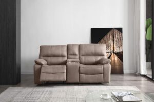 betsy furniture microfiber reclining sofa couch set living room set 8007 (taupe, loveseat)