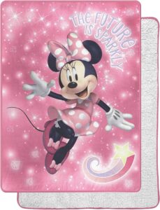 northwest minnie mouse silk touch sherpa throw blanket, 60" x 80", minnie sparkles