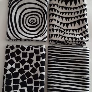 4 (Four) Kaffe Fassett Fat Quarters FQ 18 x 22 Cotton Fabric Quilt Black & White