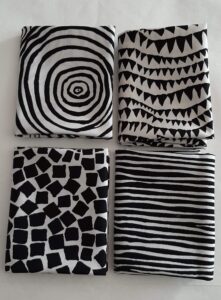 4 (four) kaffe fassett fat quarters fq 18 x 22 cotton fabric quilt black & white