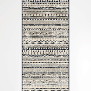 DEERLUX Boho Living Room Area Rug with Nonslip Backing, Bohemian Tribal Print Pattern, 2.5 x 6.5 Ft Runner