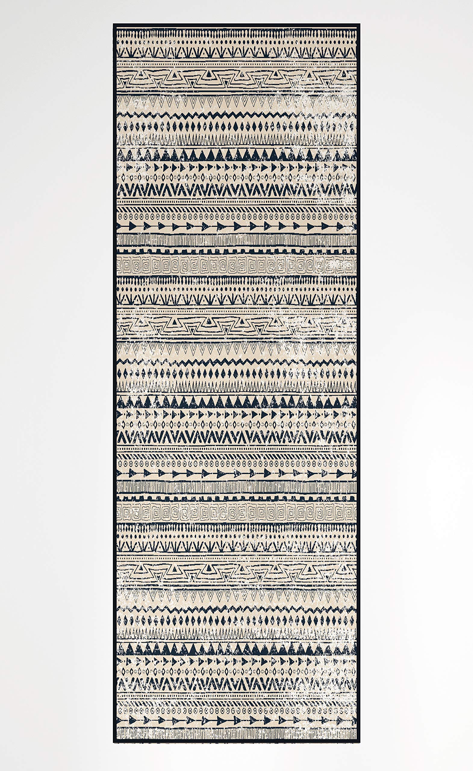 DEERLUX Boho Living Room Area Rug with Nonslip Backing, Bohemian Tribal Print Pattern, 2.5 x 6.5 Ft Runner