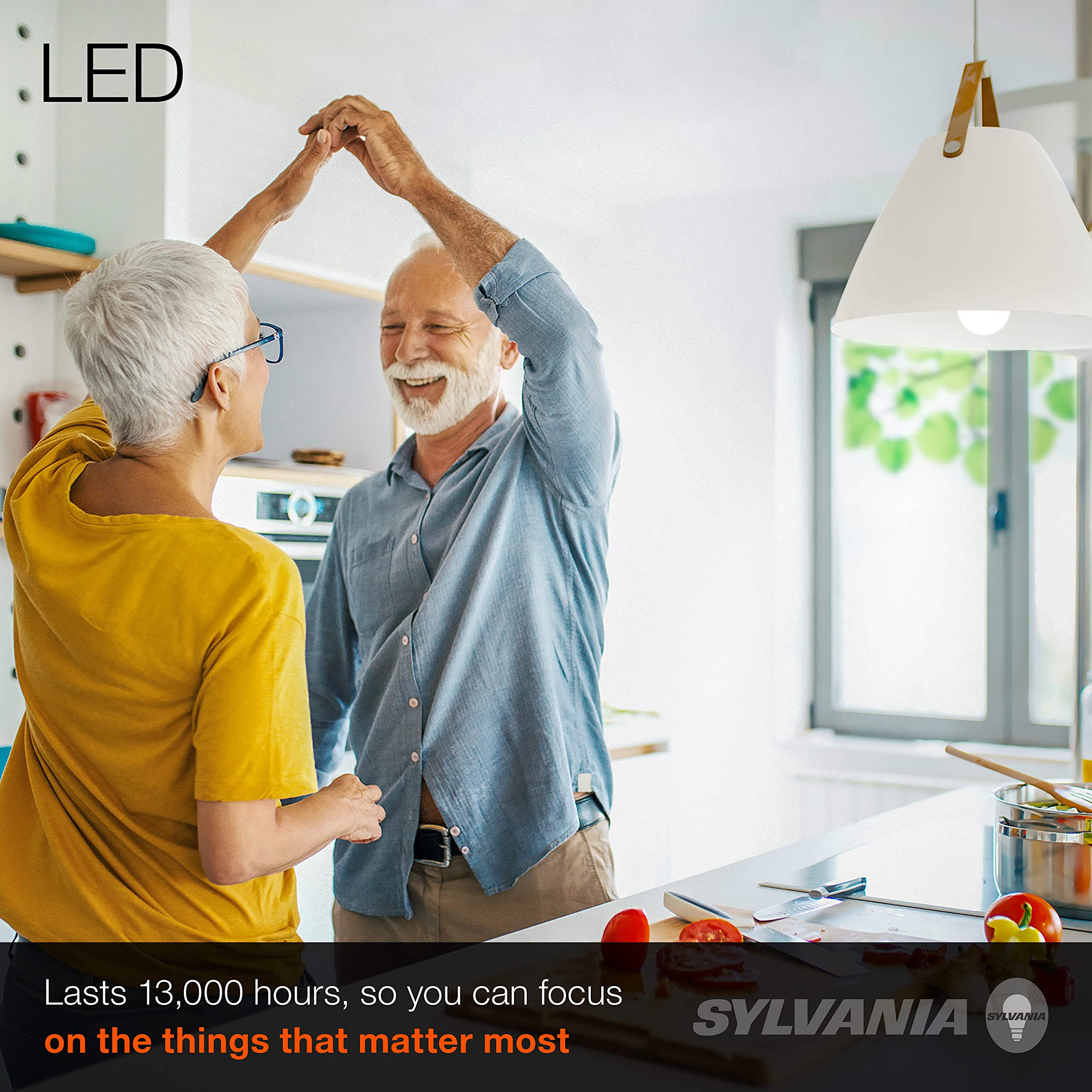 SYLVANIA LED A19 Light Bulb, 100W Equivalent, Efficient 16W, Dimmable, 1600 Lumens, Frosted, 5000K, Daylight - 4 Pack (40739)