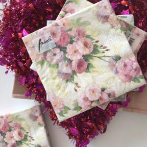 AVEVER | Decorative napkins for Decoupage | Blush Pink AVEVER | Disposable AVEVER | Shabby Chic AVEVER | Birthday AVEVER for Women Artist Teacher, white yellow pink purple green, 6.5 x 6.5 x 1 inches