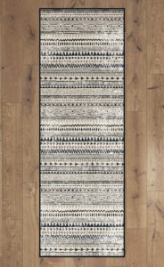 deerlux boho living room area rug with nonslip backing, bohemian tribal print pattern, 2.5 x 6.5 ft runner