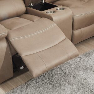 Betsy Furniture Microfiber Reclining Sofa Couch Set Living Room Set 8007 (Taupe, Loveseat)