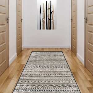 DEERLUX Boho Living Room Area Rug with Nonslip Backing, Bohemian Tribal Print Pattern, 2.5 x 6.5 Ft Runner