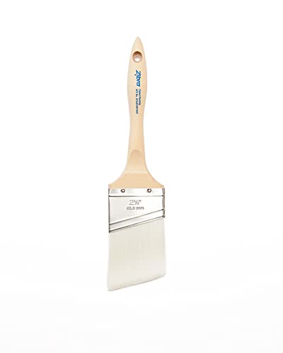 Zibra Angled Paint Brush for Painting Trim, Walls, and Doors, 2.5-inch, White, Pro Grade for All Paints and Stains