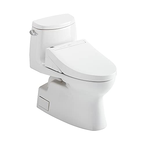 TOTO WASHLET+ Carlyle II One-Piece Elongated 1.28 GPF Toilet and WASHLET+ C5 Bidet Seat, Cotton White